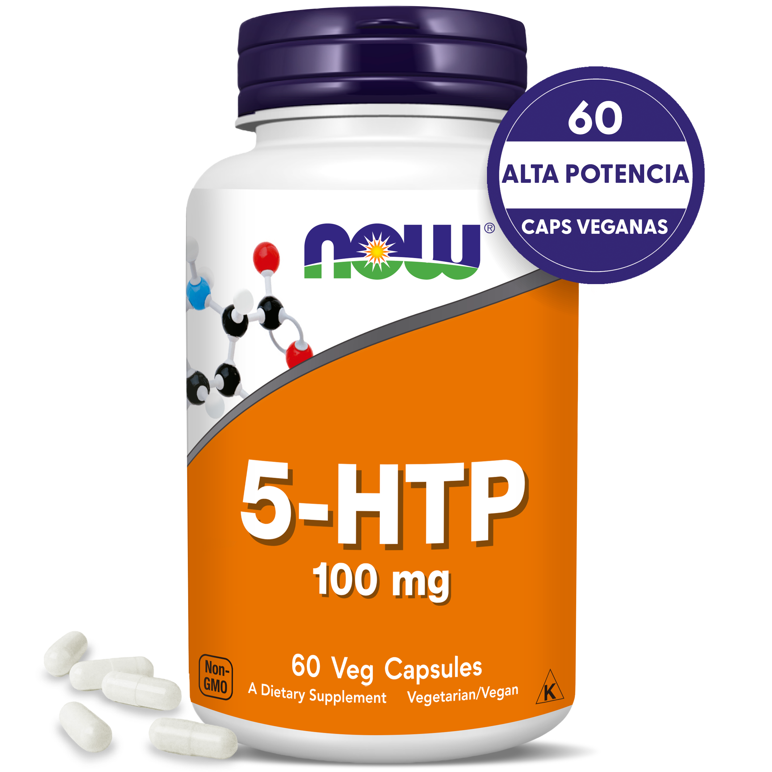 5HTP 100MG | ALTA EFICACIA | 60 CAPS VEGANAS – now-foodsmx
